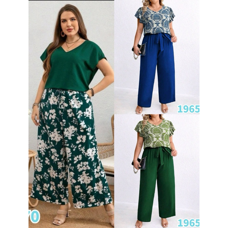 1970.1965 A.M plus size floral terno pants can fit to XL | Shopee ...