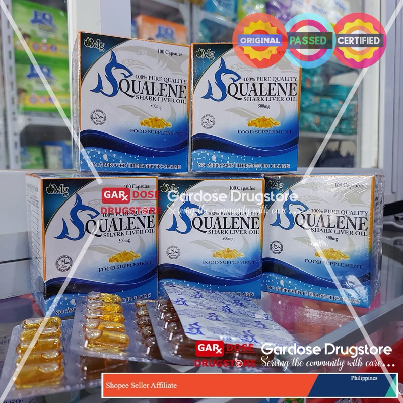 [𝗟𝗶𝗰𝗲𝗻𝘀𝗲𝗱 𝗗𝗿𝘂𝗴𝘀𝘁𝗼𝗿𝗲] Squalene Shark Liver Oil (Per Pad) [MG] | Shopee ...