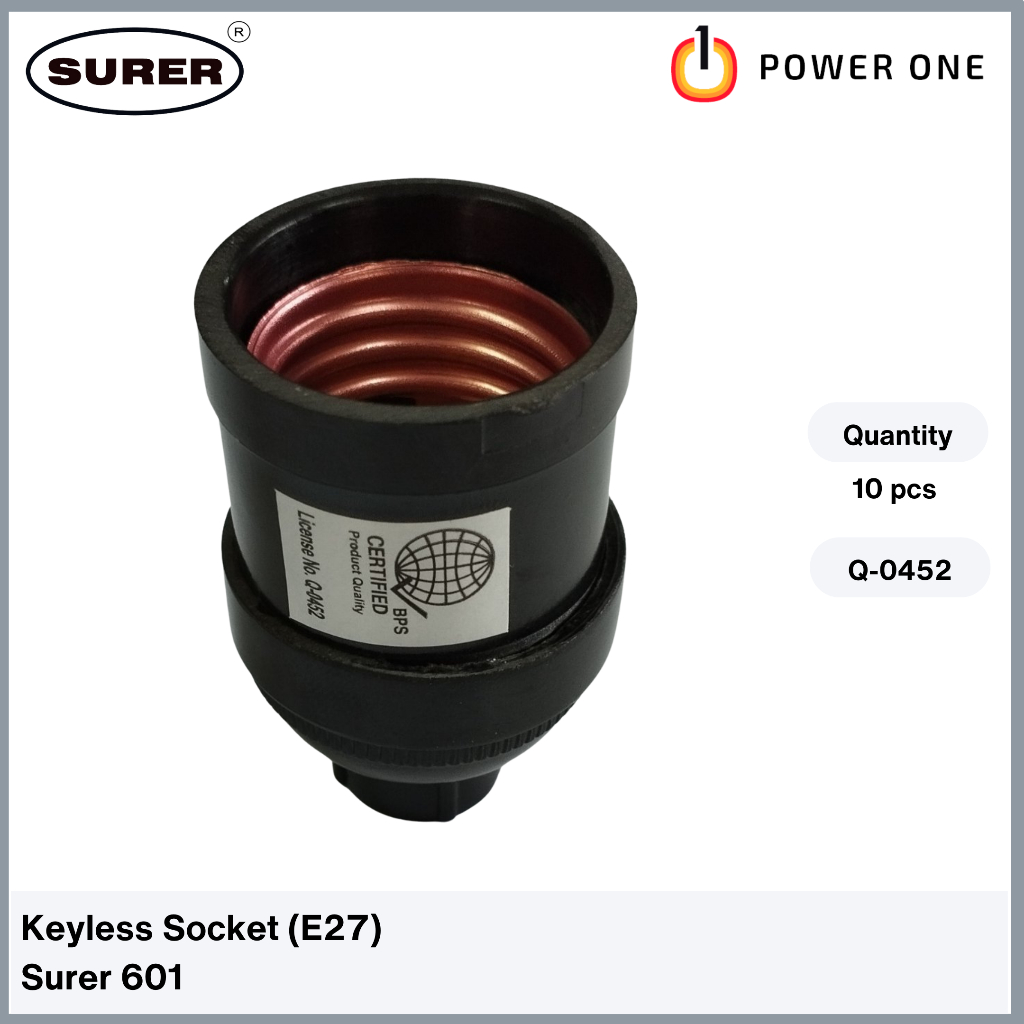 Surer 601 Keyless Socket, E27 [Box of 10pcs] (600 Series) | Shopee ...