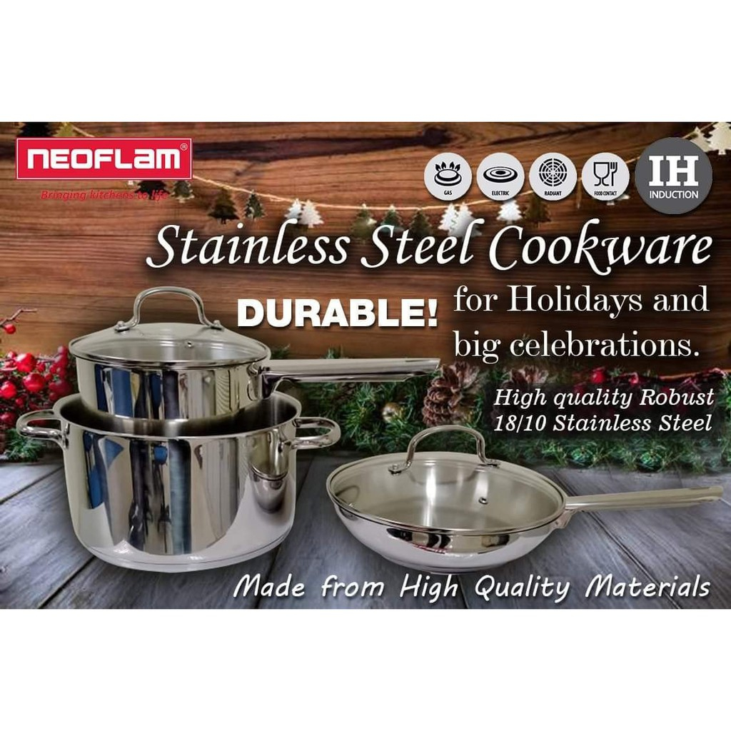 Neoflam 5pc Stainless Steel Cookware Original Set | Shopee Philippines