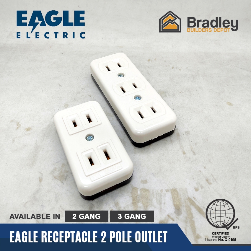 Eagle Receptacle 2 Pole Outlet (2 gang or 3 gang) | Shopee Philippines