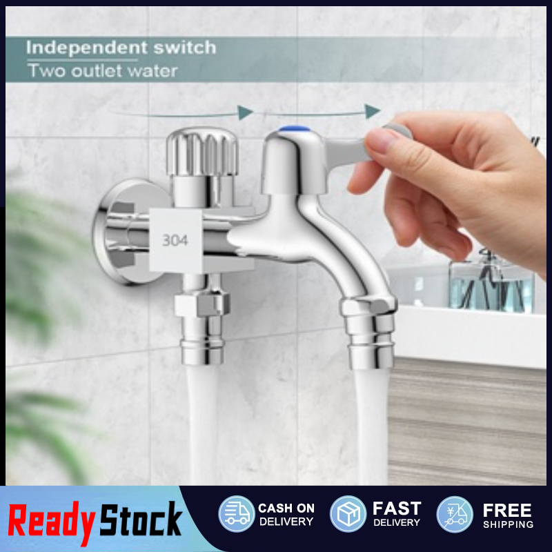 Water tap faucet 304 Stainless Steel Double Tap Multifunctional ...
