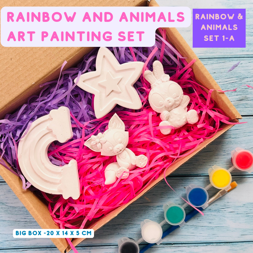 Rainbow and Animals Set Art Plaster Painting Kit for Party Giveaways ...