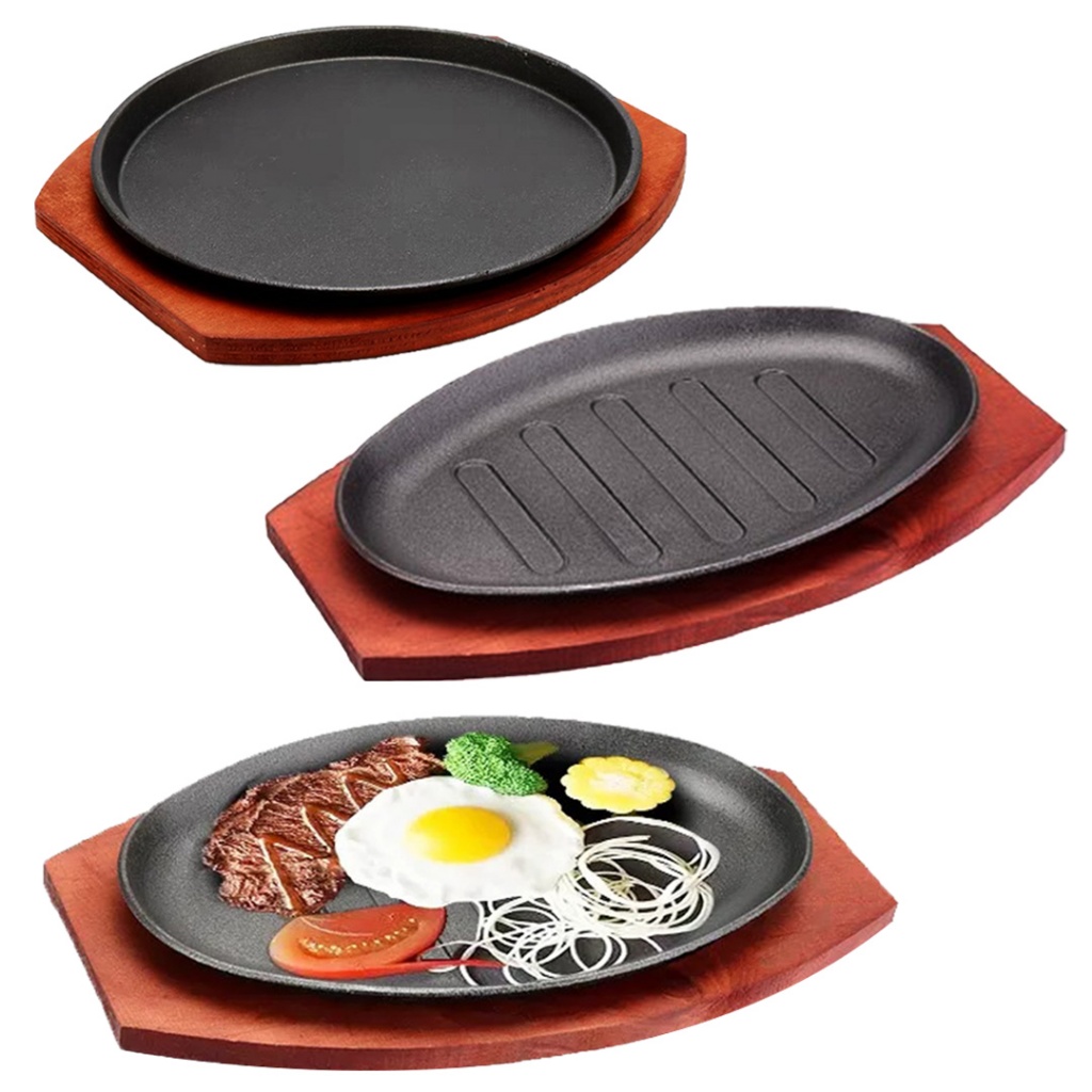 Round/Oval Sizzling Plate Sisig plate Cast Iron sizzling plate With ...