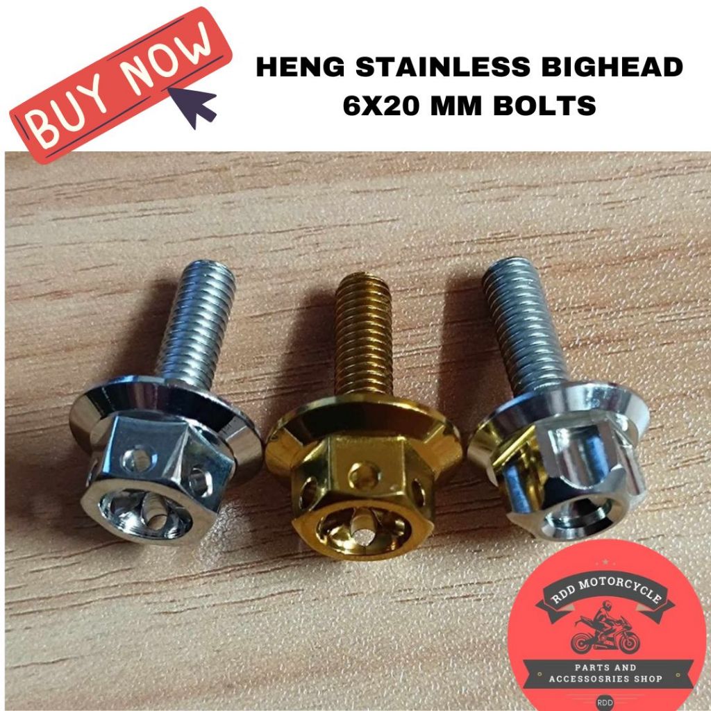 HENG & SC SIAM STAINLESS BIG HEAD 6X20 MM BOLTS / FOOTBOARD / PLATE NO ...