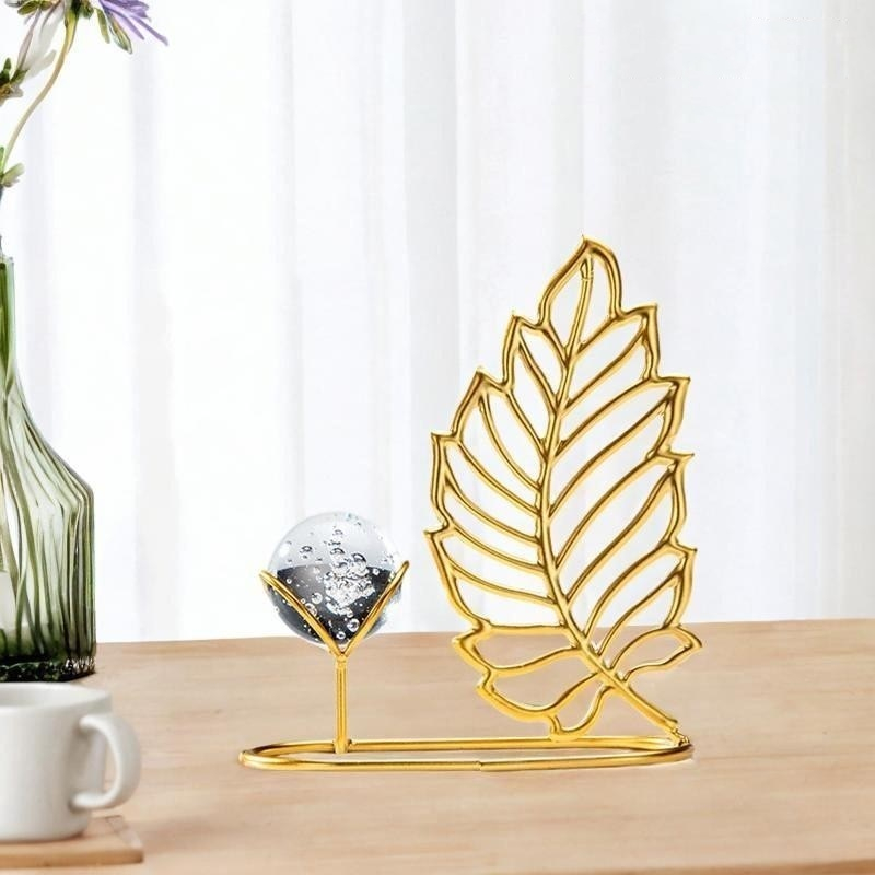 Leaf Statue Collection Iron Figurine for Bookshelf Office Table ...