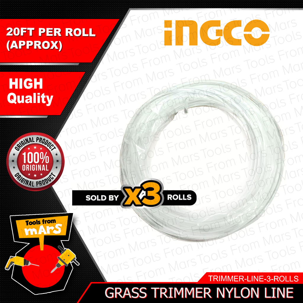 INGCO Grass Trimmer Nylon Line SOLD BY 3 ROLLS x 20 FEET approx. FOR ...