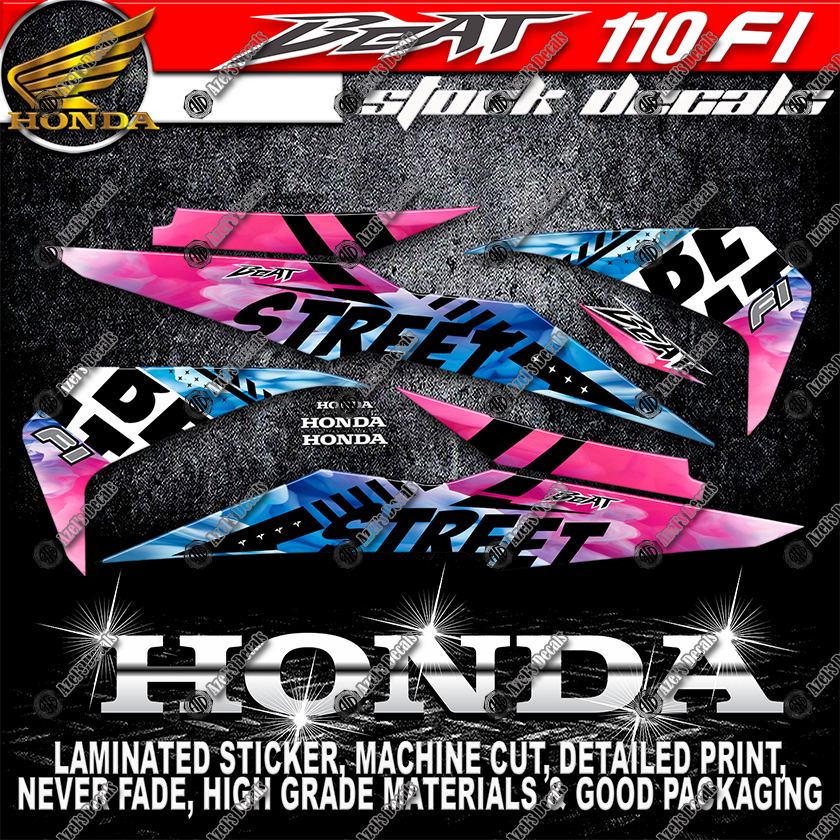 HONDA BEAT FI 110 V2 STOCK DECALS. BEAT STREET STICKER FOR MOTORCYCLE ...