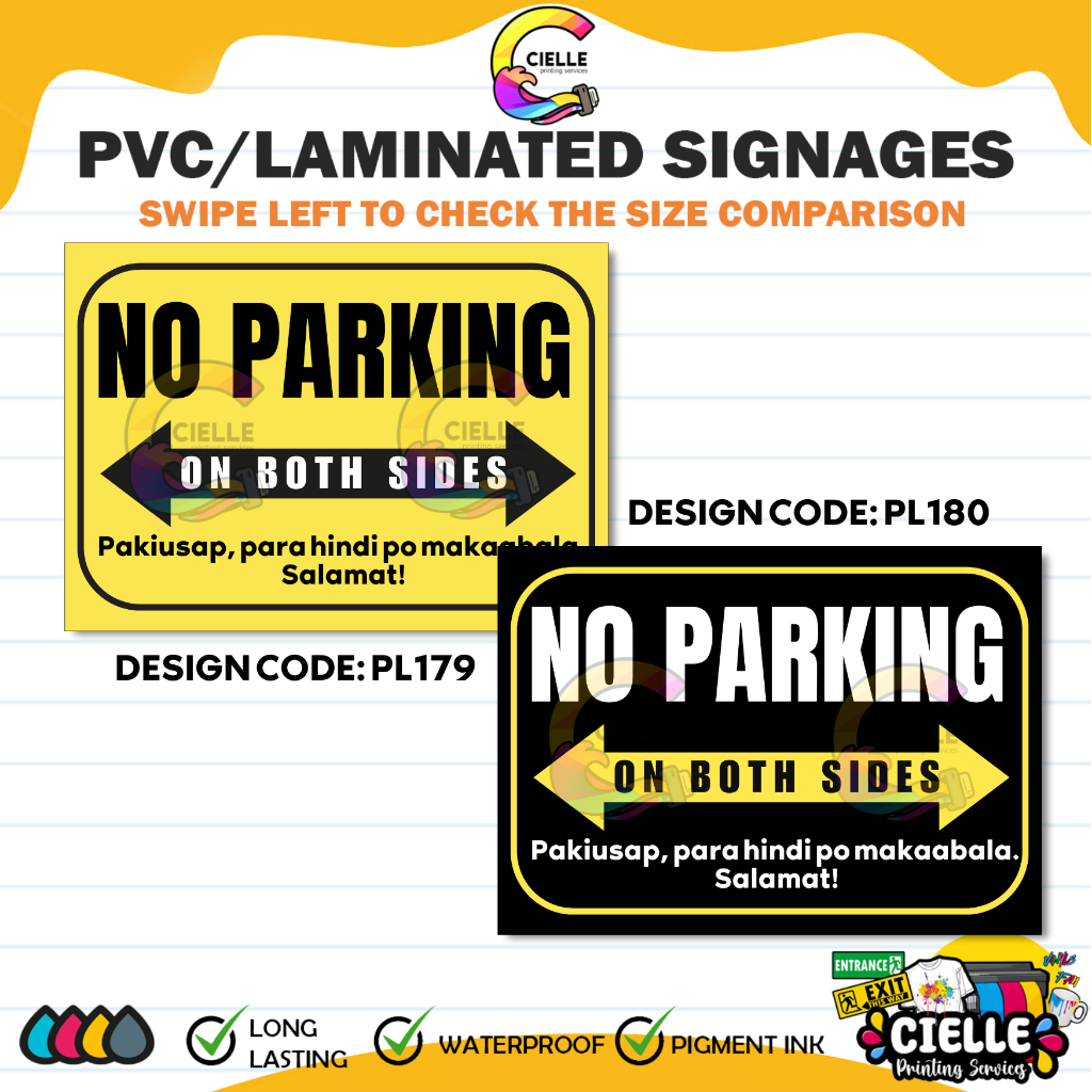 PVC/LAMINATED/STICKER SIGNAGES (PL179&PL180) - NO PARKING ON BOTH SIDES ...