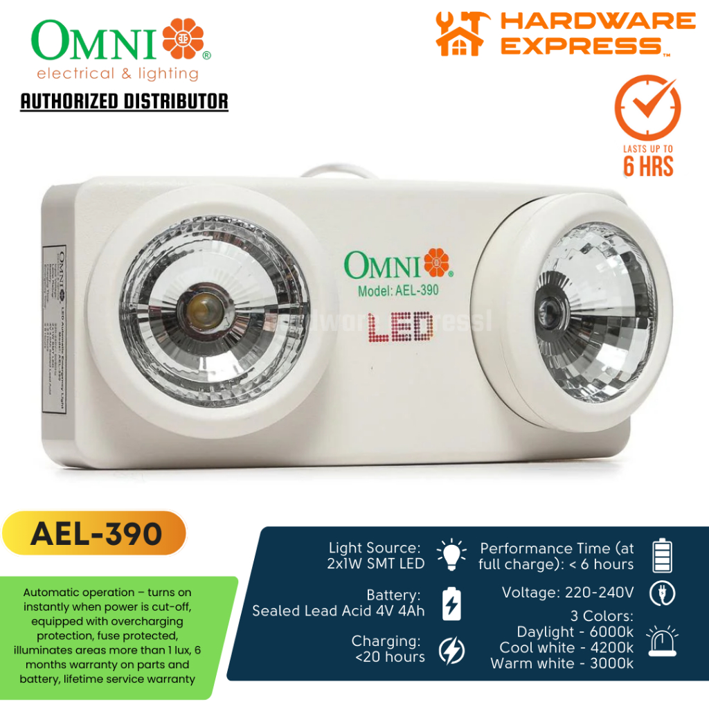 OMNI AEL-390 Emergency light LED AUTOMATIC | Shopee Philippines