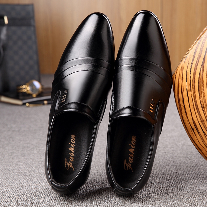 Men's Leather Shoes Formal Office Shoes British Black Casual Leather ...