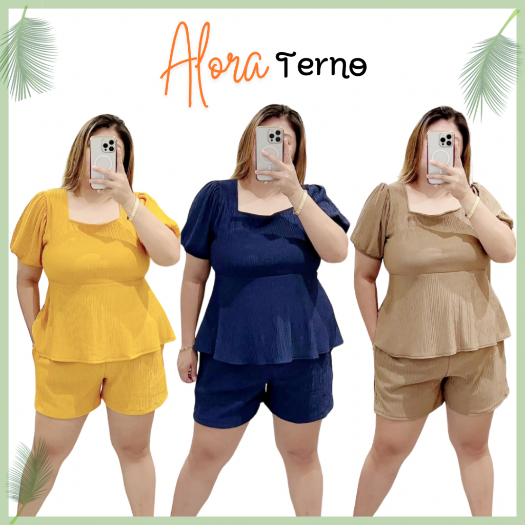 ALORA Terno for woman coordinates set plus size high stretch | Shopee ...
