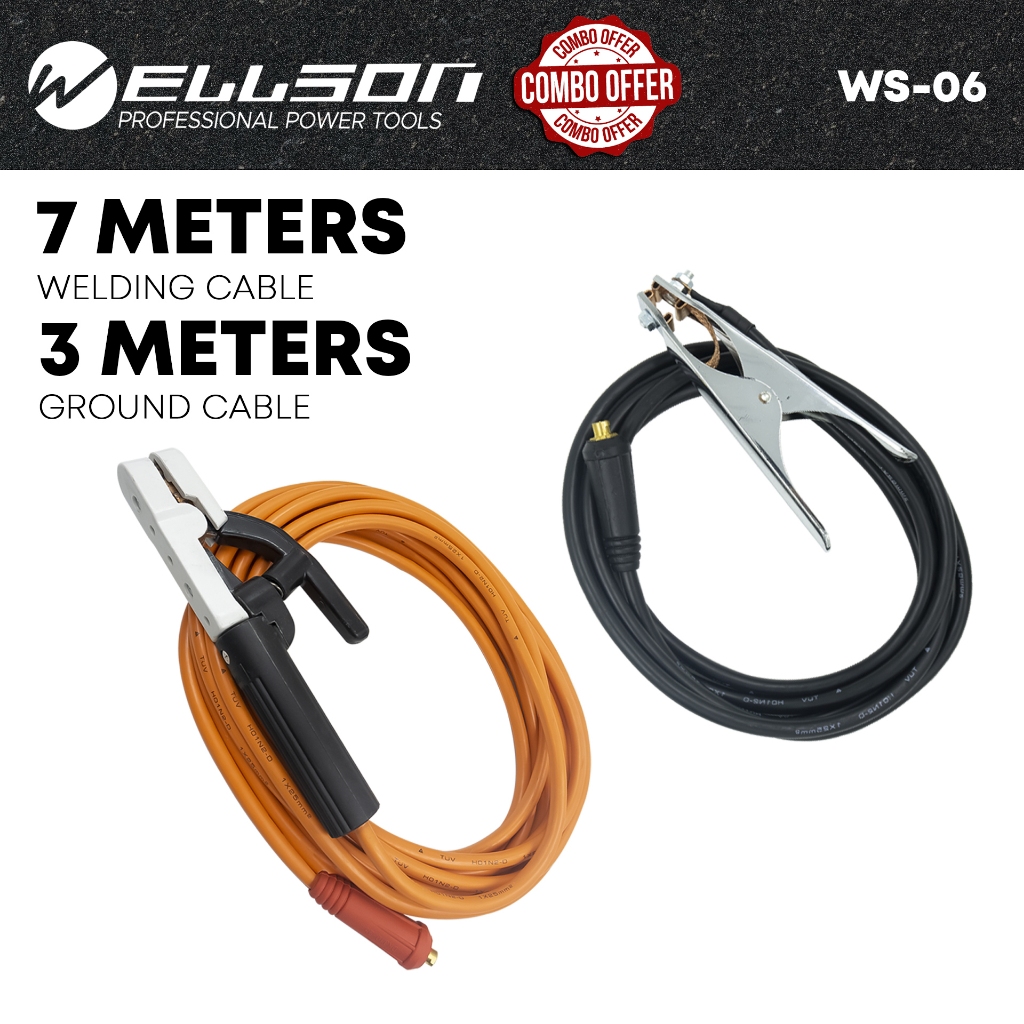 WELLSON (WS06) Welding Cable 7 Meters and Ground Cable 3 Meters Combo ...