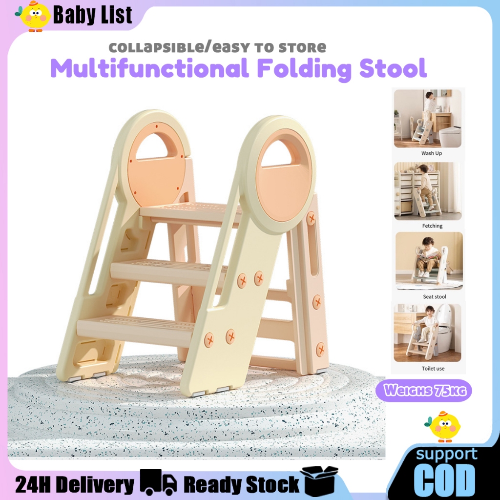 Foldable Toddler Step Stop for Bathroom Sink, Adjustable 3 Step Stool ...