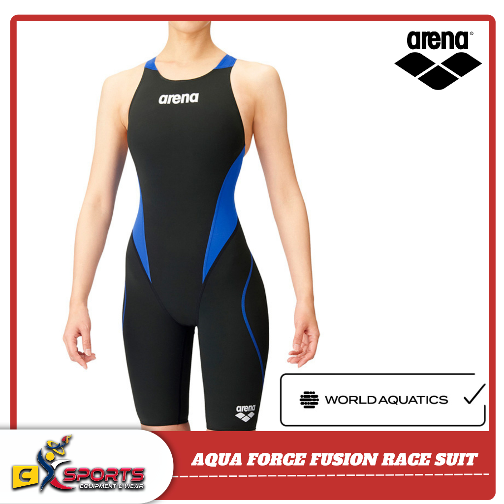 ARENA Aqua Force Fusion Try Half Spats Open Back Racing Swimming Suit ...