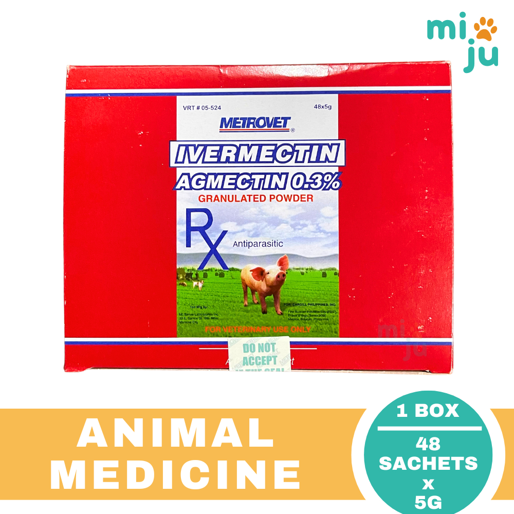 Agmectin Ivermectin 0.3% (1 Box/48 Sachets x 5g) - For Animal Use ...