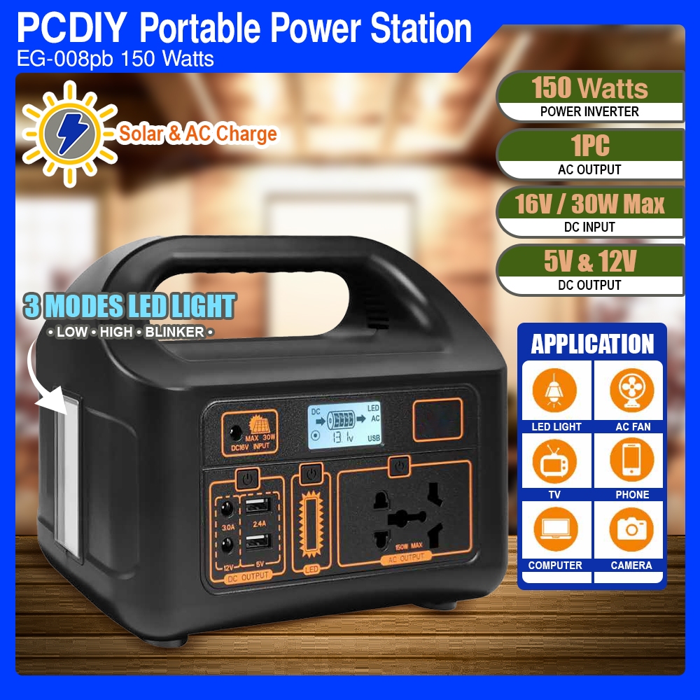 150W Solar Power Generator Energy Power Storage Portable Power Station ...