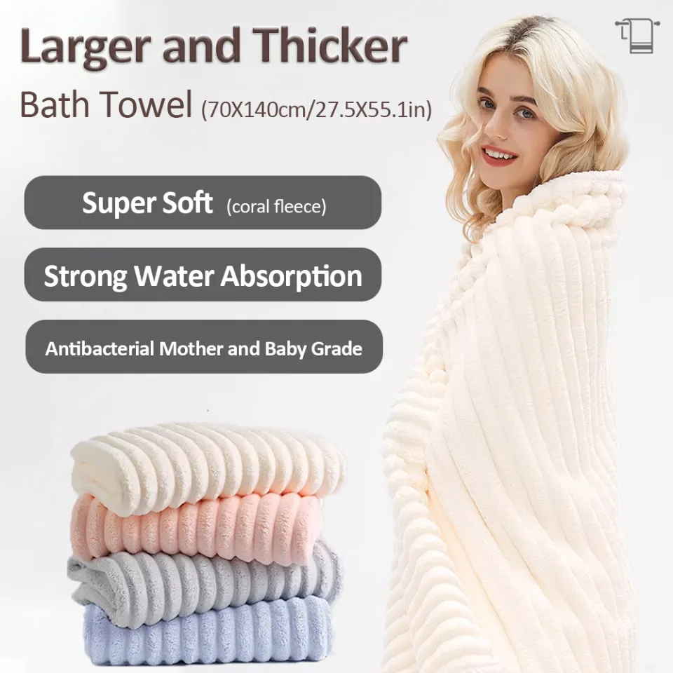Microfiber Towel Bath Towel For Adult Korean Style Coral Velvet Bath ...