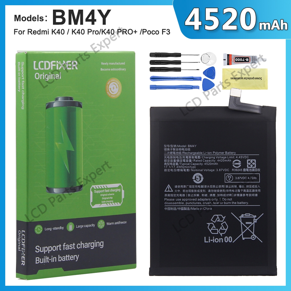 Battery For Redmi K40 / K40 Pro / K40 PRO+ /Poco F3 BM4Y Battery ...