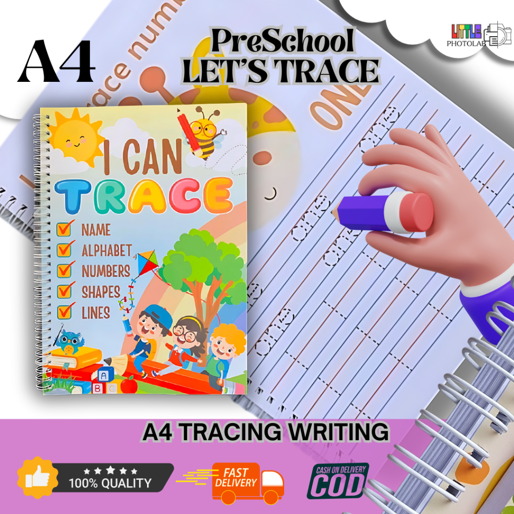 PRESCHOOL A4 Tracing Writing ALL IN ONE PAD Booklet Handwriting ...