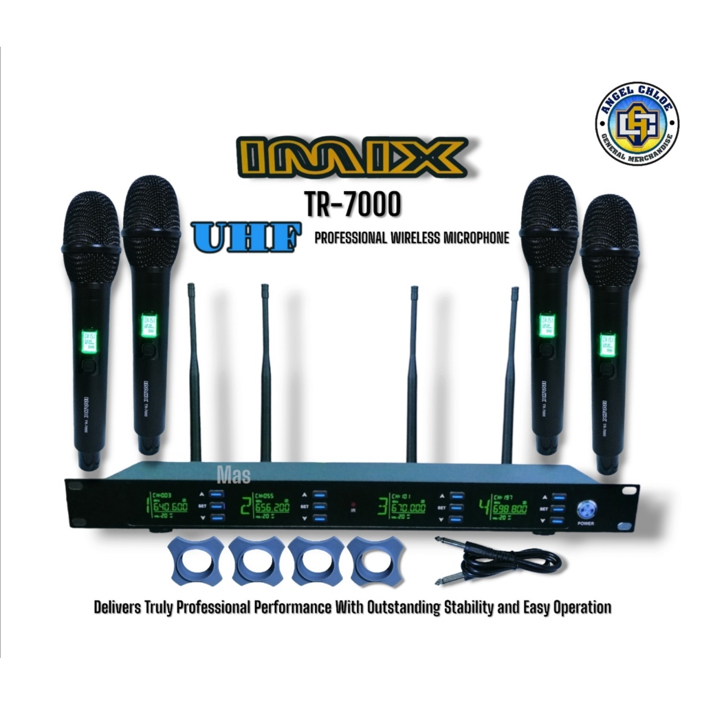 IMIX By Trident TR-7000 4 CHANNEL WIRELESS MICROPHONE UHF DIGITAL ...