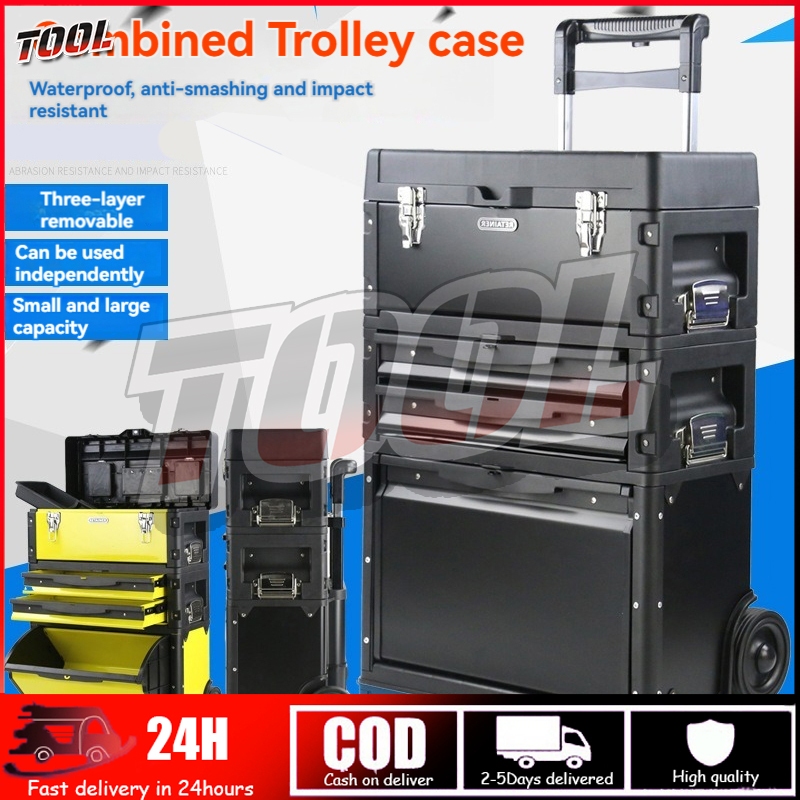 Trolley Type Multi Heavy Combined Pull rod Tool Box 3 in 1 Semi Metal ...