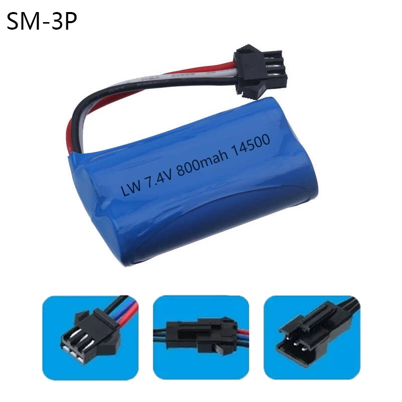7.4V 14500 rechargeable battery pack SM-3P plug suitable for toy robot ...