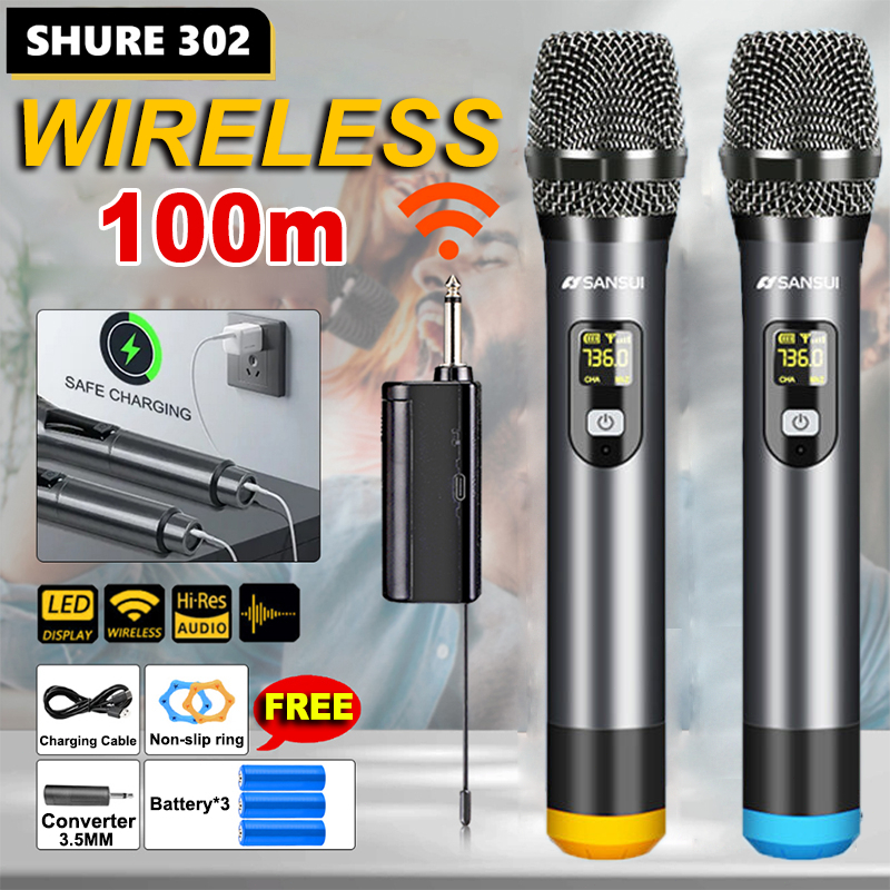 Professional Wireless Microphone Bluetooth UHF For Videoke Dual ...