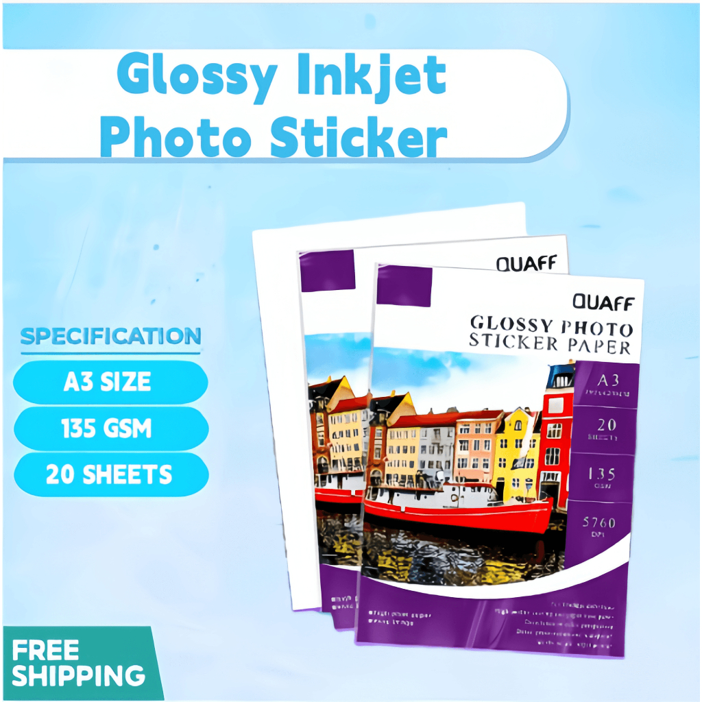 A3 Size QUAFF Glossy Inkjet Photo Sticker 135gsm 20sheets/pack | Shopee ...