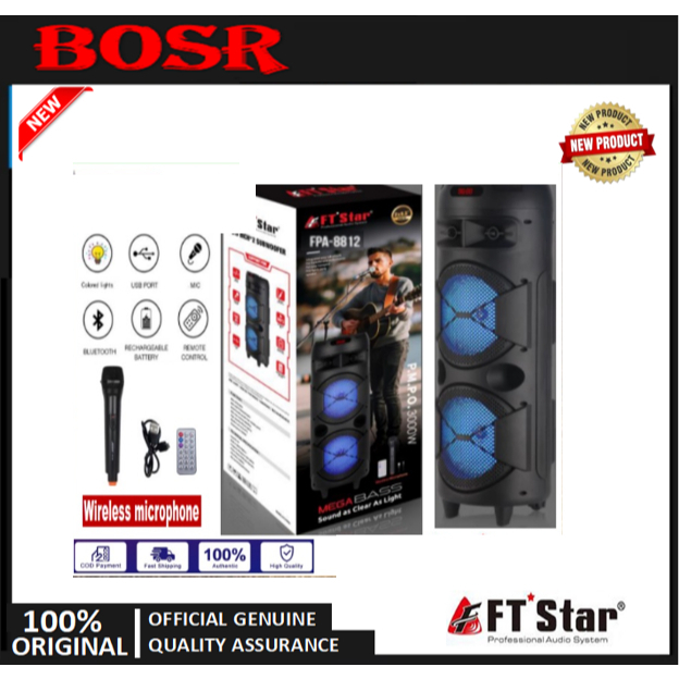 FT Star FPA-8812 8.5inch X2 Big Karaoke Trolley Party Bluetooth Tws ...