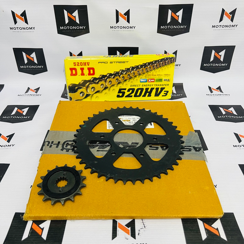 KTM CHAIN SET (DID GOLD CHAIN, STOCK SPROCKET 42T/45T, & ENGINE ...