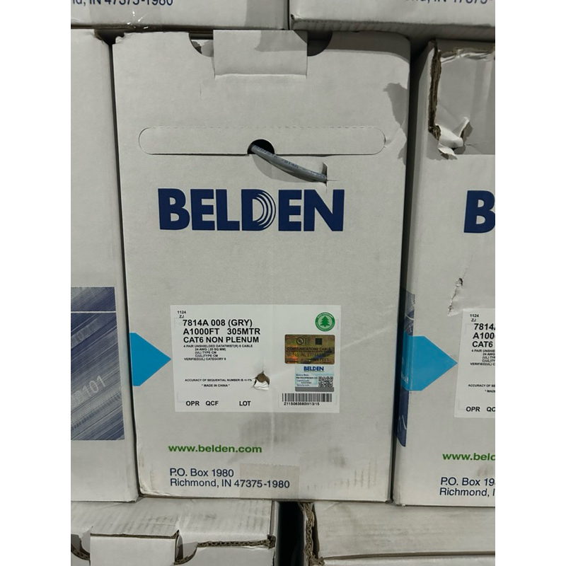 BELDEN Cat6 7814A UTP Cable 1000Ft. 305Mtr. GRAY | Shopee Philippines