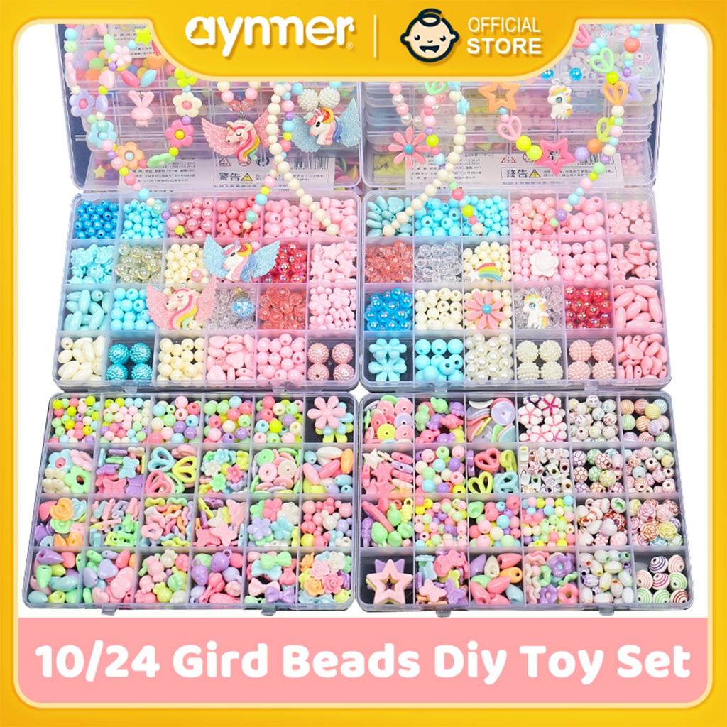 Child DIY Bracelet Kit 10/24 Grids Beads Complete Set For Kids Girls ...