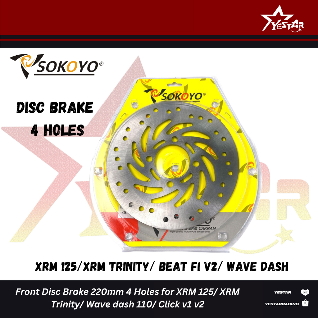Yestar Racing Front Disc Brake 220mm 4 Holes for XRM 125 XRM Trinity ...