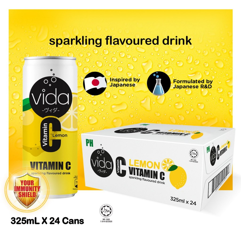 Vida C Lemon Vitamin C Sparkling Drink - 70mg (Box of 24) | Shopee Philippines