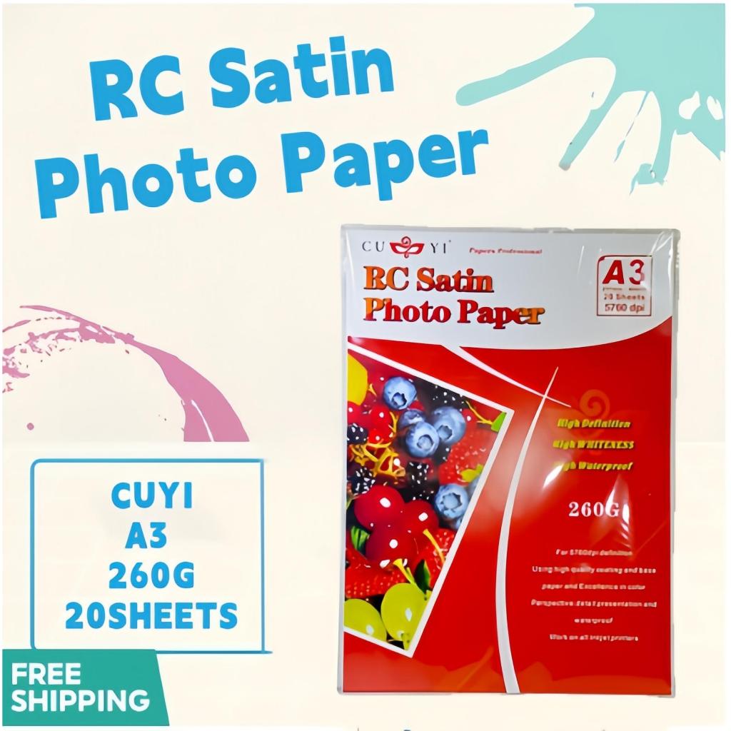 CUYI RC Satin Photo Paper A3 Size Resin Coated Inkjet Paper (20sheets ...