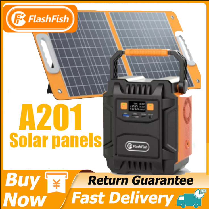 200W/173Wh Solar Generator Set | Flashfish Portable Power Station with 60W Foldable Solar Panel ...