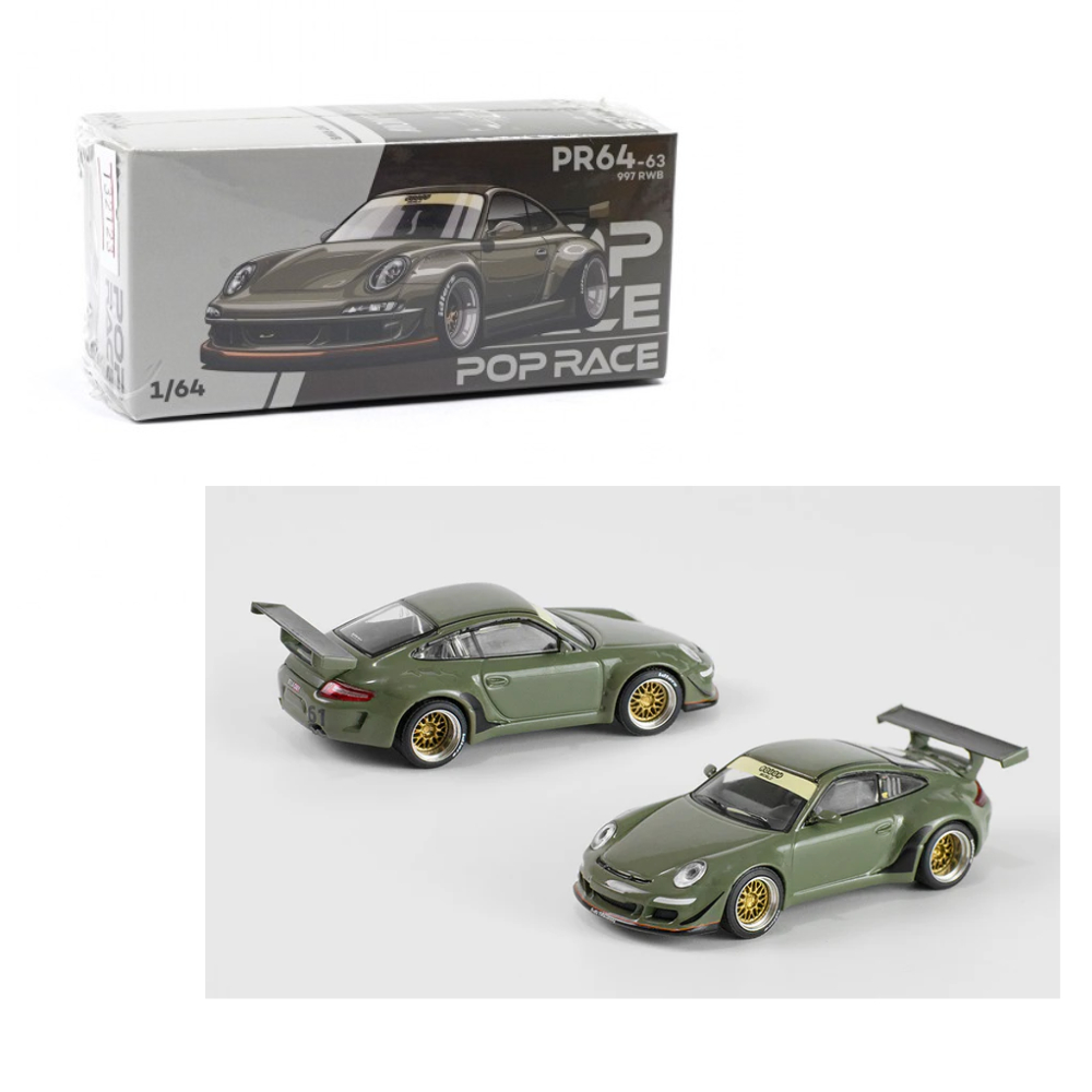 Pop Race 1/64 Scale Porsche RWB 997 Dark Green Die-cast Car (PR640063 ...