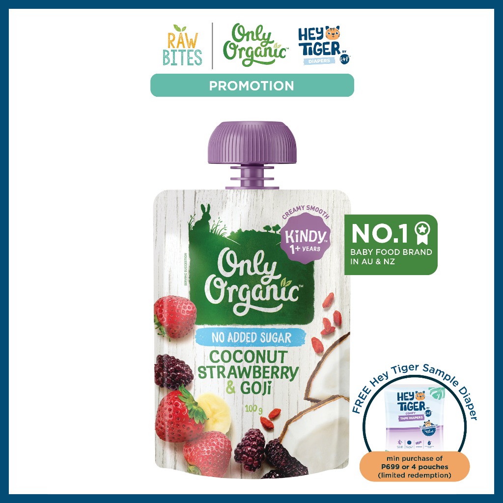 Only Organic Baby Food Coconut Strawberry & Goji 100g [12 mos+] (No ...