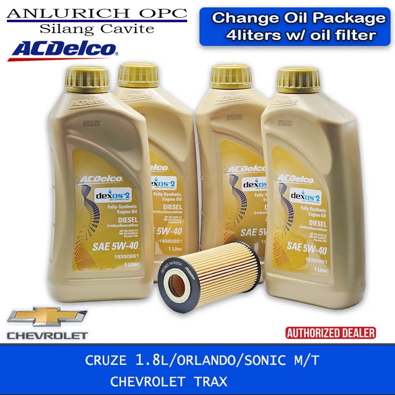 ACDelco CHANGE OIL PACKAGE ( 4LITERS) Cruze 1.8L / Orlando / Chevrolet ...