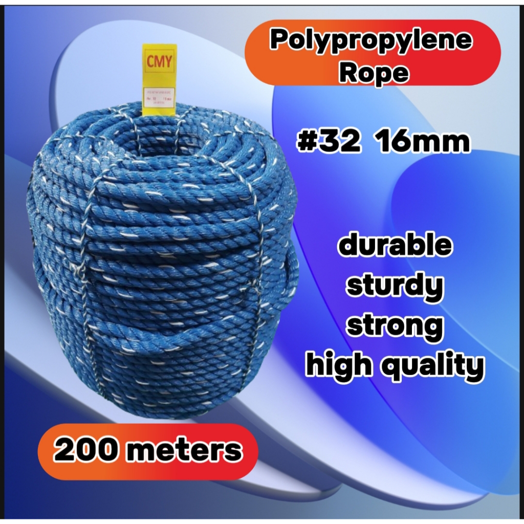 no.32 16mm CMY NYLON ROPE/POLYPROPYLENE/LUBID/TALI/200 METERS | Shopee ...