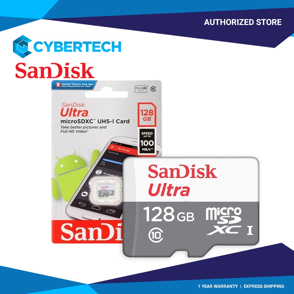 Sandisk Ultra 128GB 100MB/s UHS-I Class 10 microSDXC Card (SDSQUNR-128G-GN3MN) | Shopee Philippines