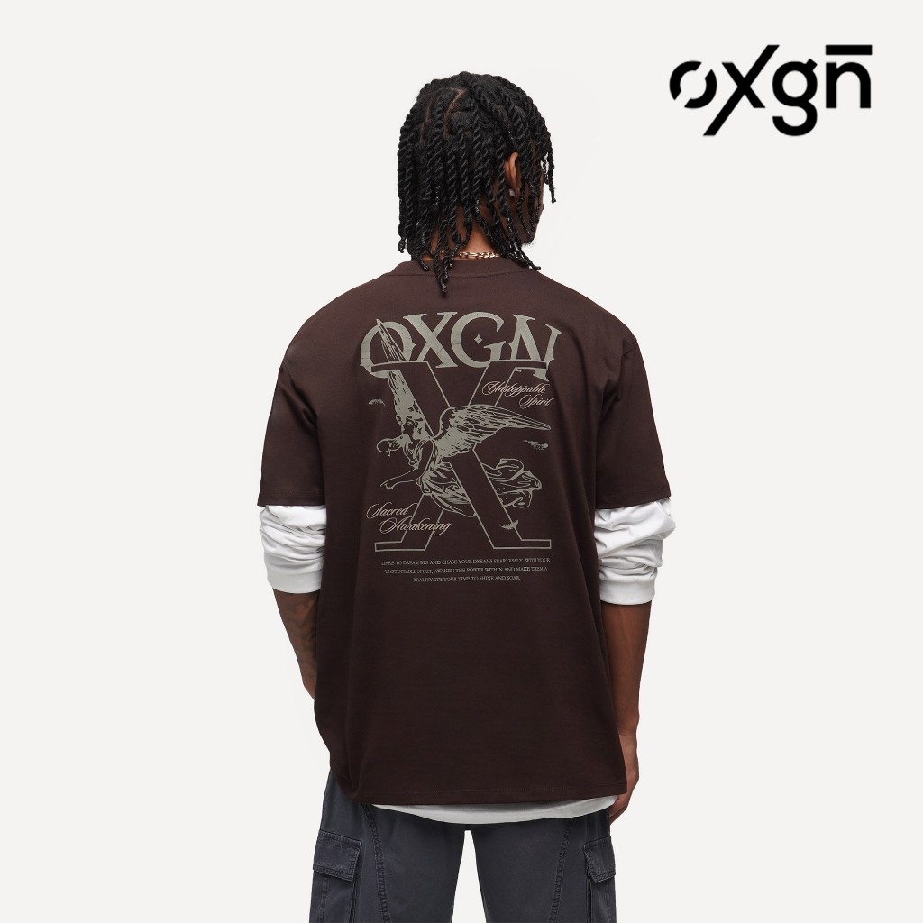 OXGN Logo Unstoppable Spirit Graphic T-Shirt For Men (Deep Brown ...