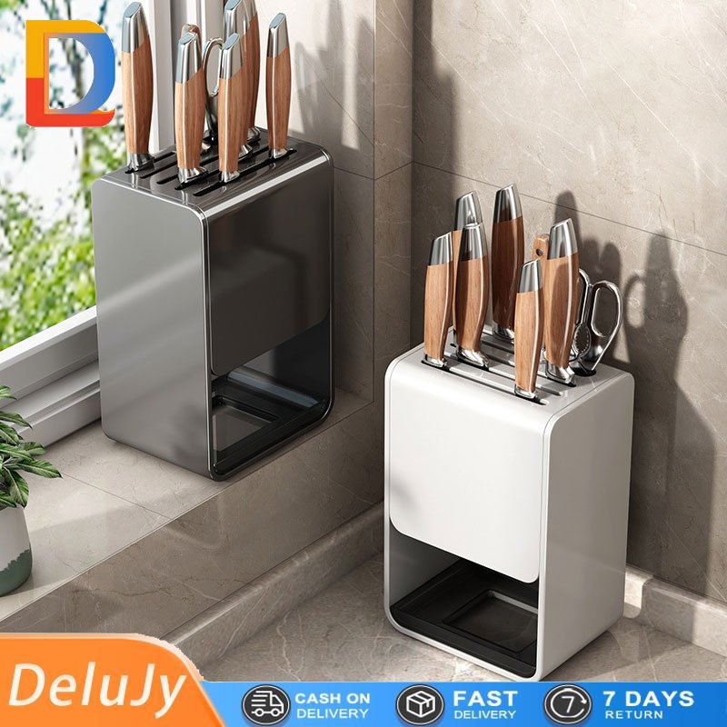 Kitchen knife holder storage rack non perforated wall mounted ...