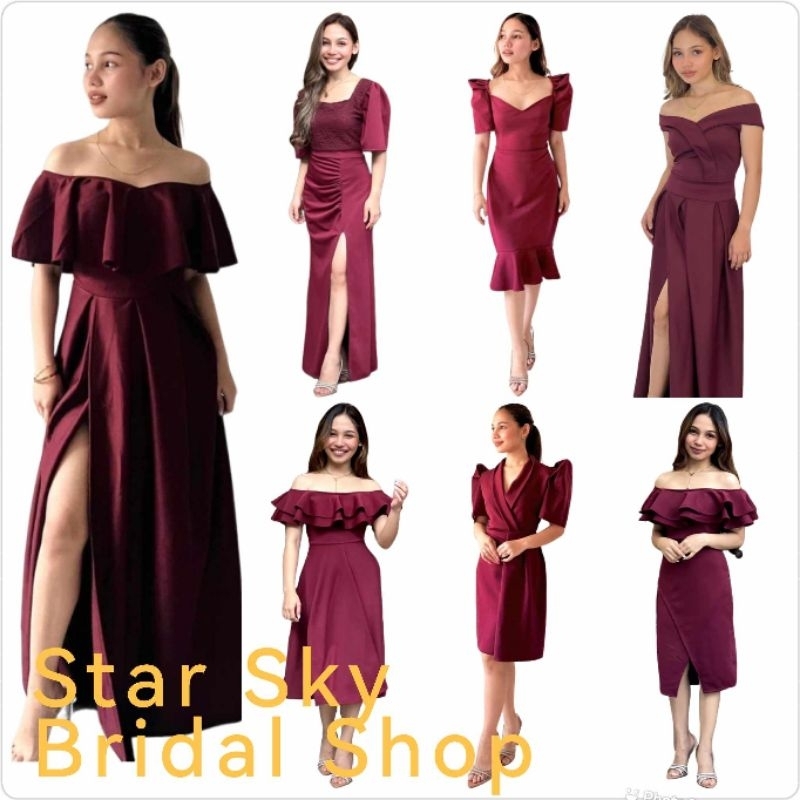 Maroon Dress Formal Casual Debut Maid of Honor Bridesmaids Infinity ...