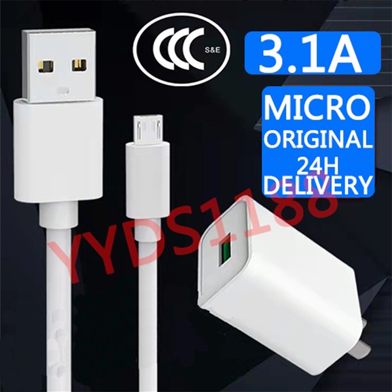100% Original For Samsung Charger 3.1A Fast Flash Charger For Android Micro Usb/Cable 2in1 ...