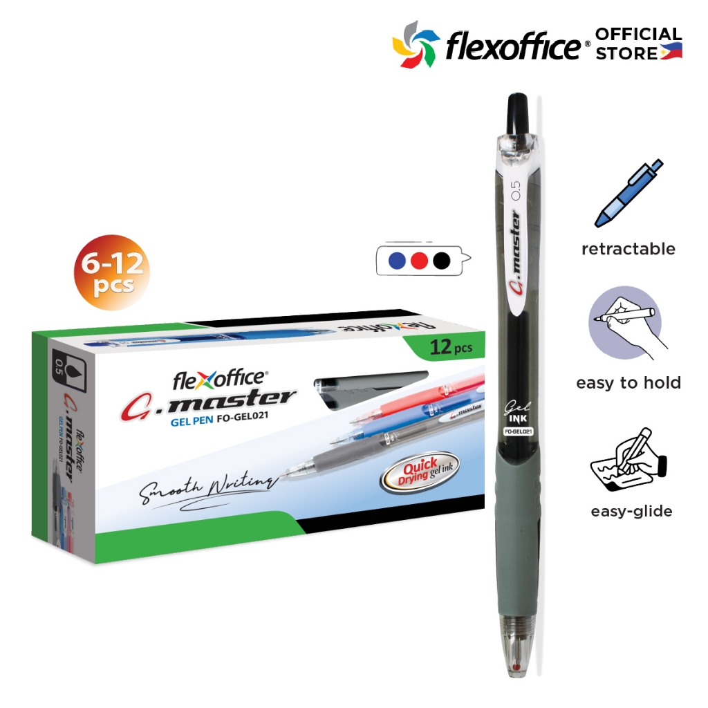 FlexOffice G-Master Gel Pen 0.5mm - 6pcs/box12 pcs - 3 Colors - FO ...