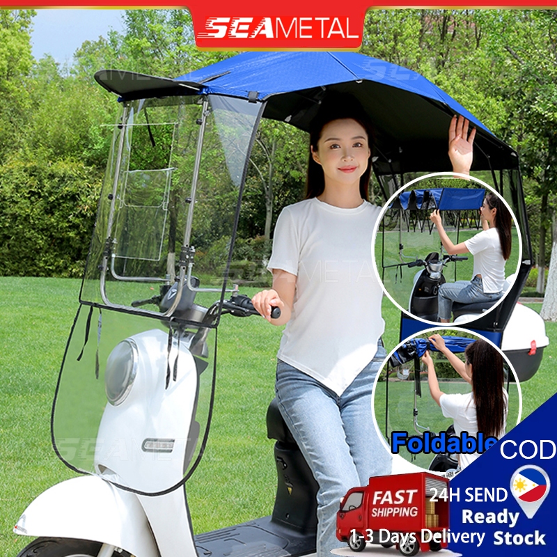 SEAMETAL Motorcycle Sunshade Umbrella Canopy Waterproof Windproof ...