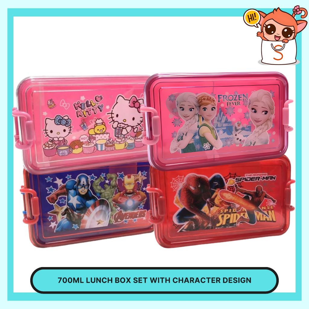 [ #6015 LUNCH BOX ] 700ml 2in1 Cartoon characters lunch box BPA-free ...