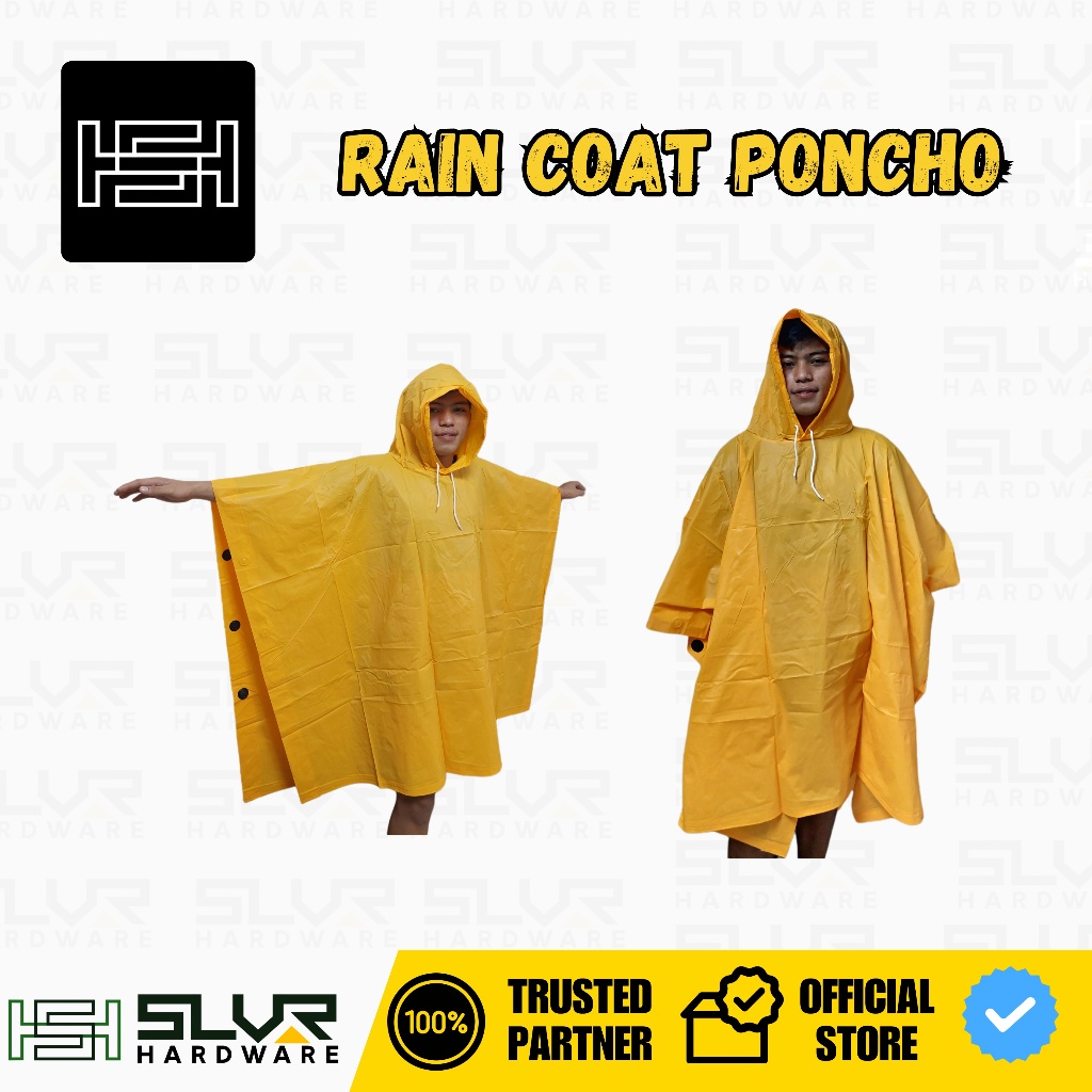 Rain Coat Poncho Type PVC-Nylon Heavy Duty Vibrant Yellow Color ...